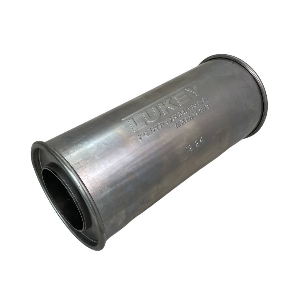 3" Inlet 5" Round 12" Long Lukey Muffler Straight Piped 430 Stainless ...